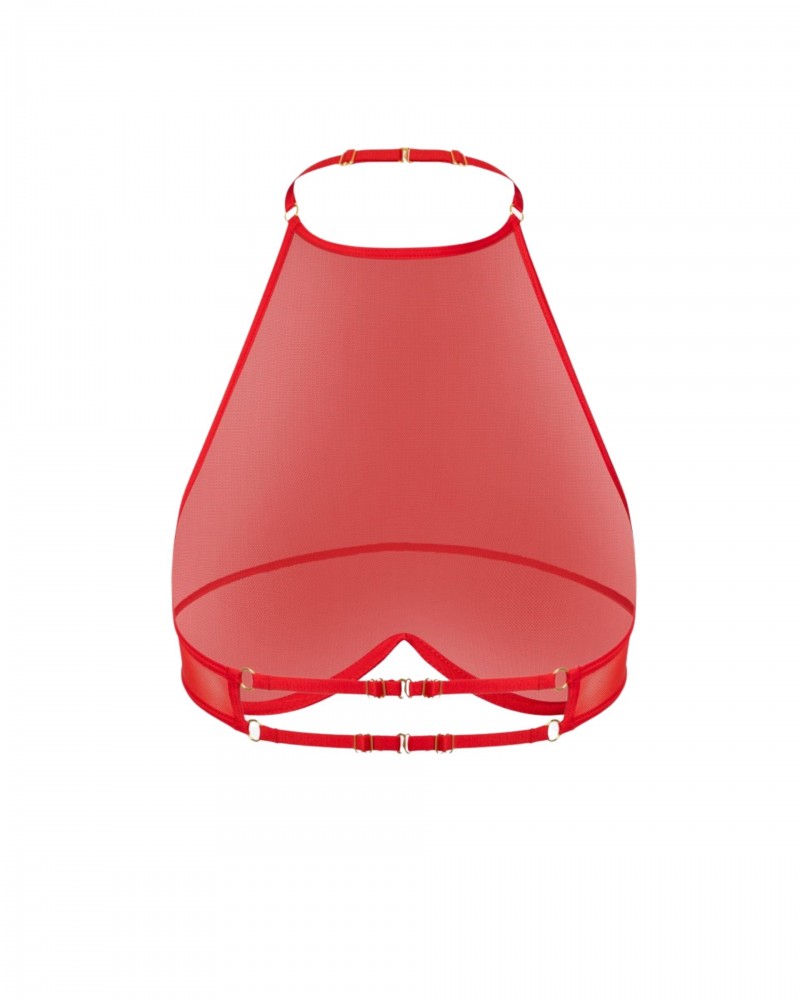 Czerwony biustonosz przezroczysty Reina Red | Promees